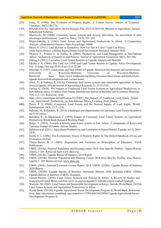 The Effects of Customary Land Tenure System on Agricultural ...