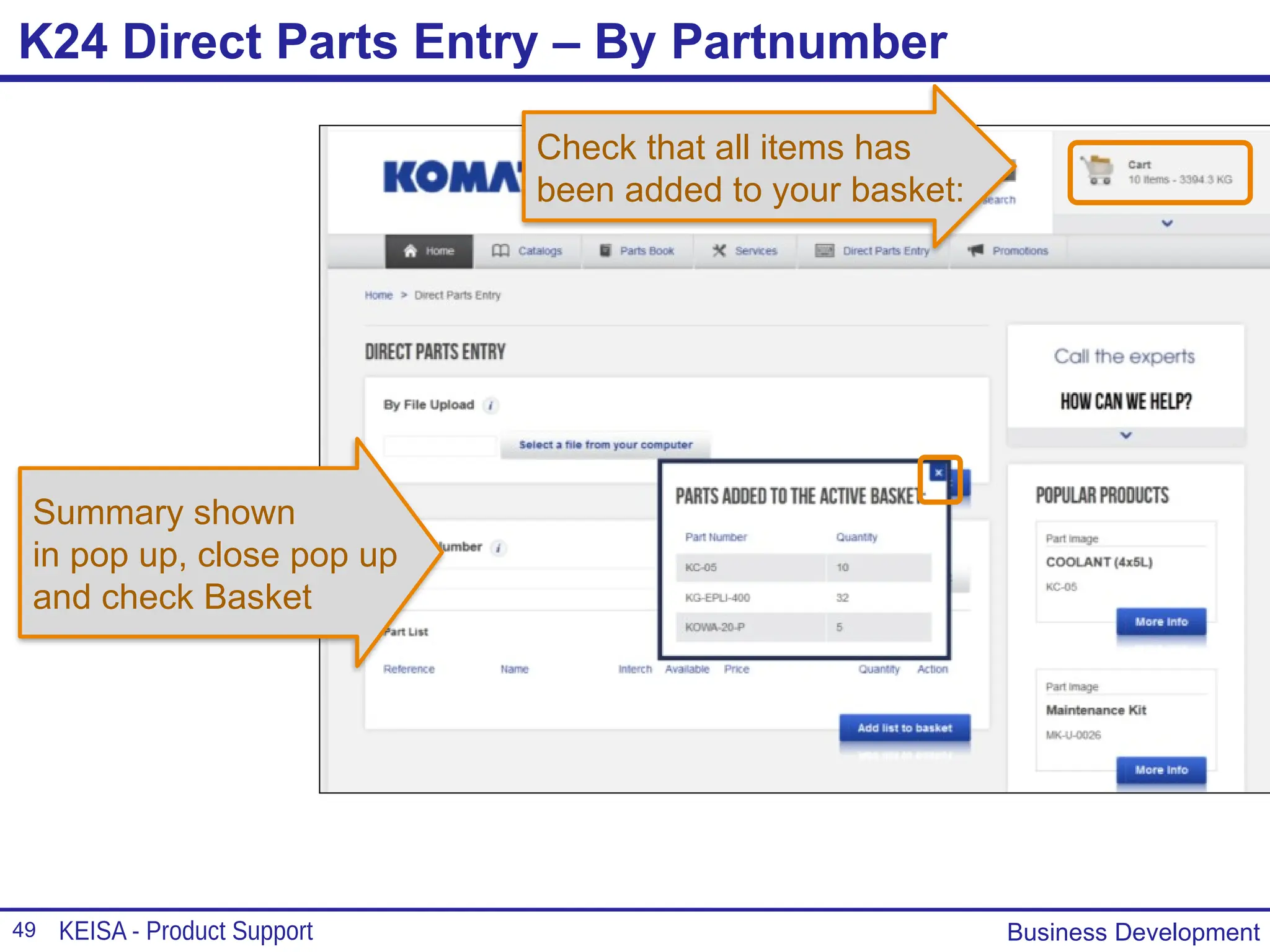 K24 User Training pour le suivi des pieces et de numeros de references ...
