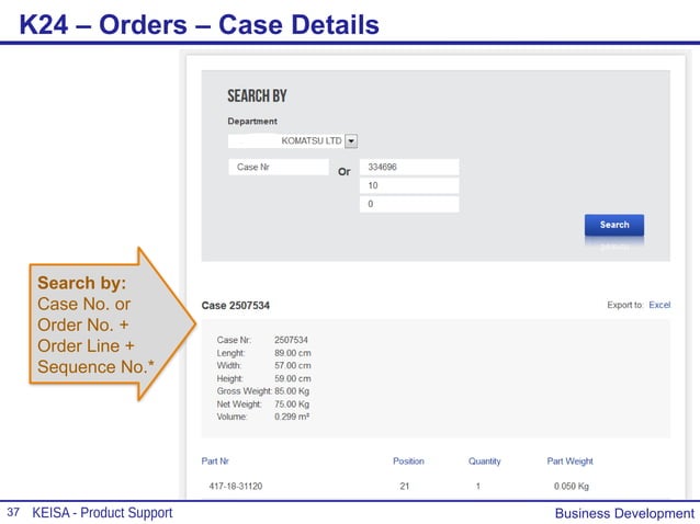 K24 User Training pour le suivi des pieces et de numeros de references ...