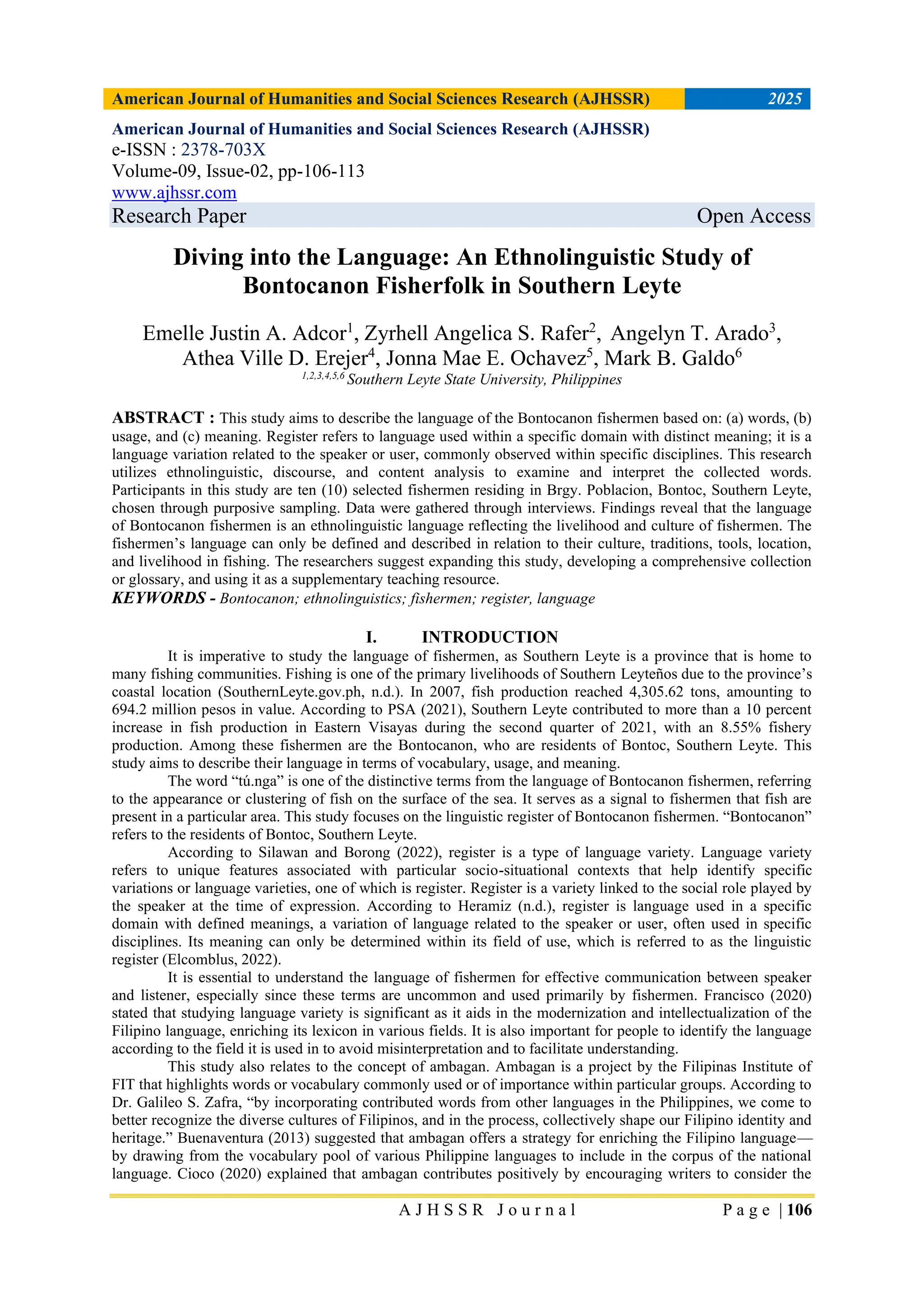 Diving into the Language: An Ethnolinguistic Study of Bontocanon ...