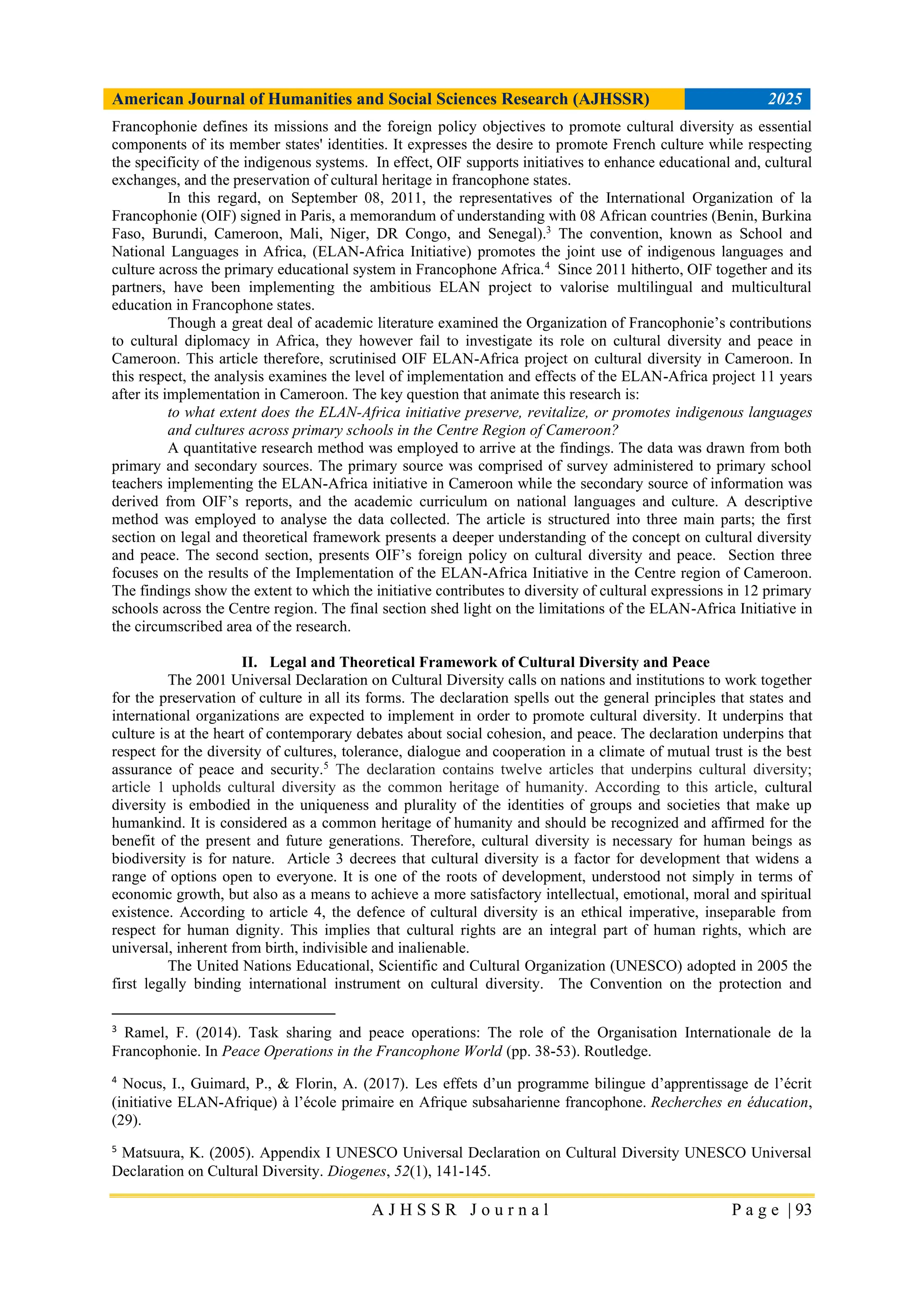 The Role of the International Organization of Francophonie on Cultural ...