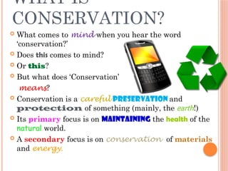 Conservation Slides (Secondary School Presentation) | PPTX