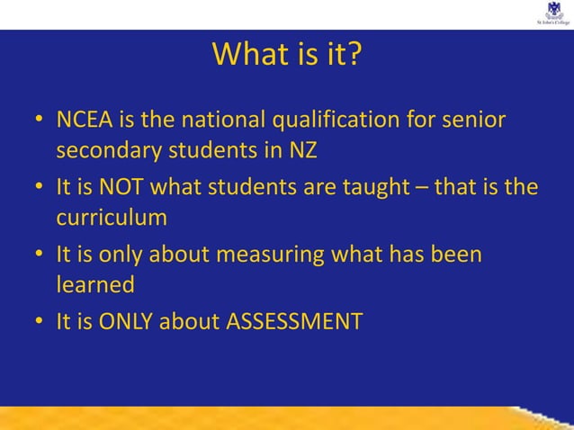 NCEA - Securing Success. Study Support for Parents and Students | PPT