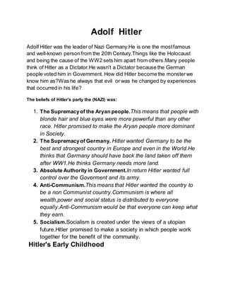 Adolf Hitler biography | DOCX