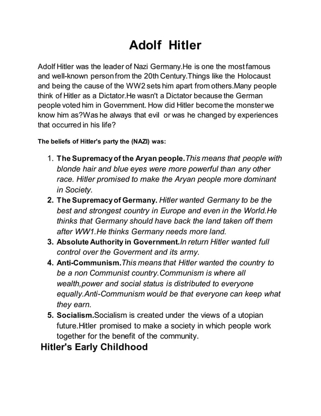 Adolf Hitler biography | DOCX