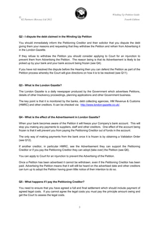 K2 Guide to Dealing with Winding Up Petitions #902 | PDF | Bankruptcy ...