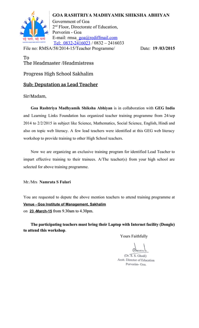 Rmsa lettertoheadmaster.doc (7) | PDF | Education