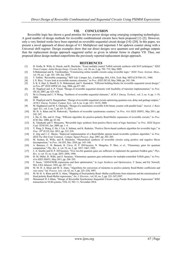 Direct Design Of Reversible Combinational And Sequential Circuits Using Psdrm Expressions Pdf