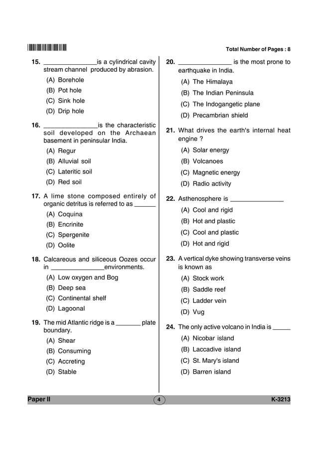 K 3213 earth_science_paper_ii | PDF