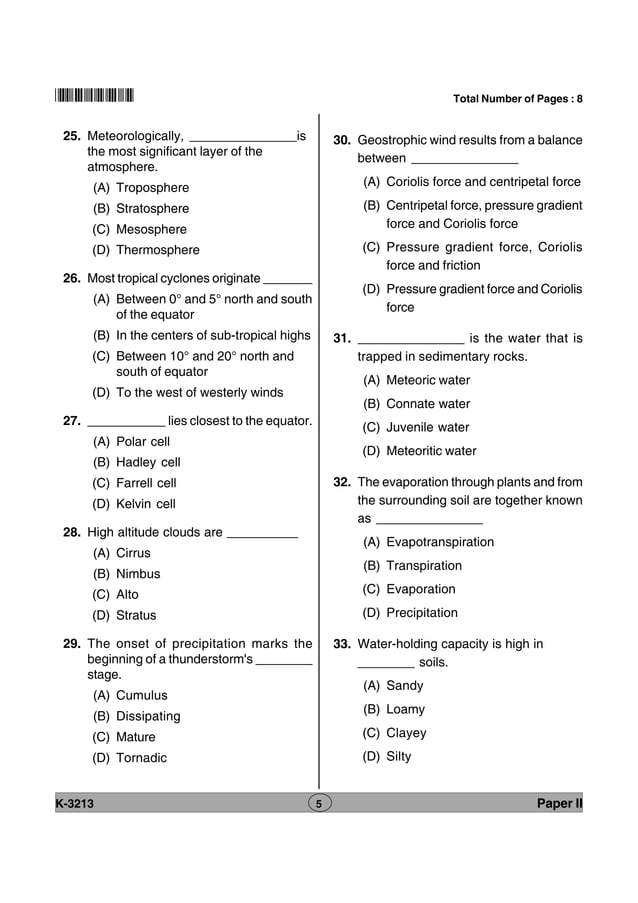 K 3213 earth_science_paper_ii | PDF
