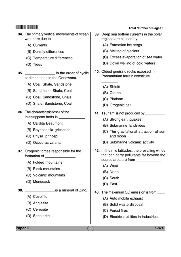 K 3213 earth_science_paper_ii | PDF