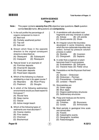 K 3213 earth_science_paper_iii | PDF