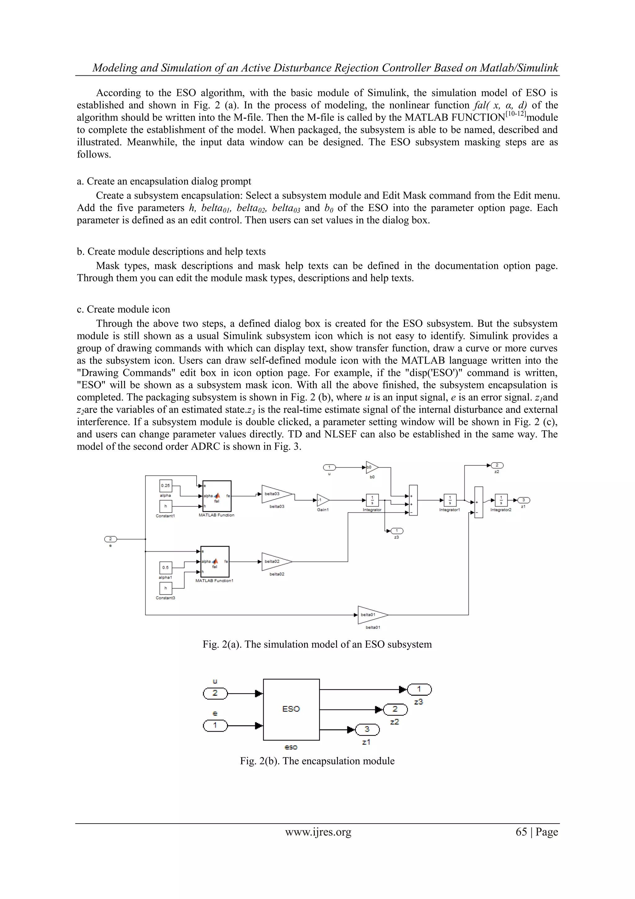 Modeling And Simulation Of An Active Disturbance Rejection Controller Based On Matlabsimulink Pdf