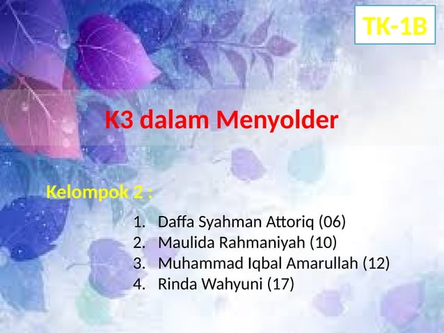 K3 dalam Menyolder K3 dalam Menyolder K3 dalam Menyolder | PPTX