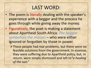 The Beggar - Tatamkhulu Afrika | PPTX