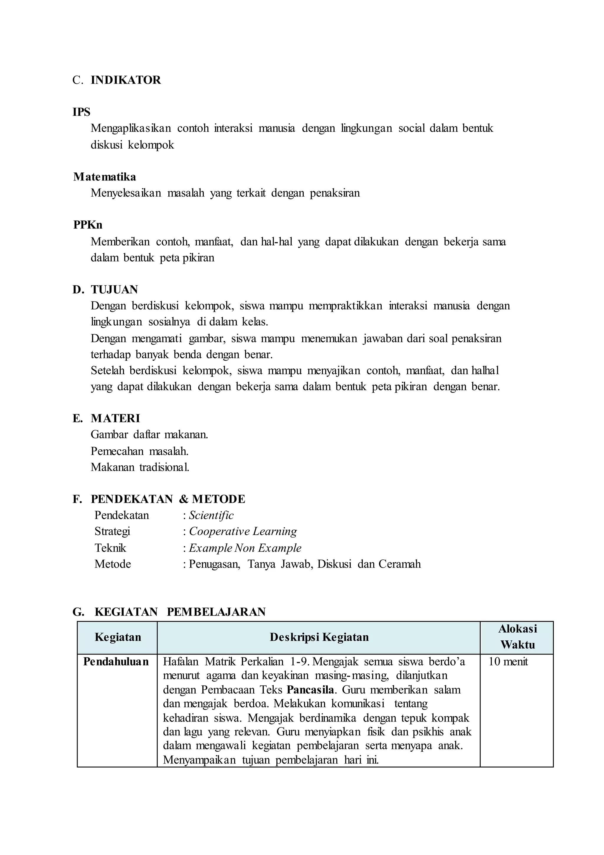 K4 t1-st3-p1 rpp sd kelas 4 smt 1 sub tema 2d | PDF