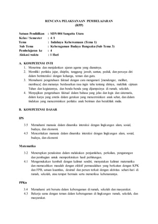 K4 t1-st3-p1 rpp sd kelas 4 smt 1 sub tema 2d | PDF