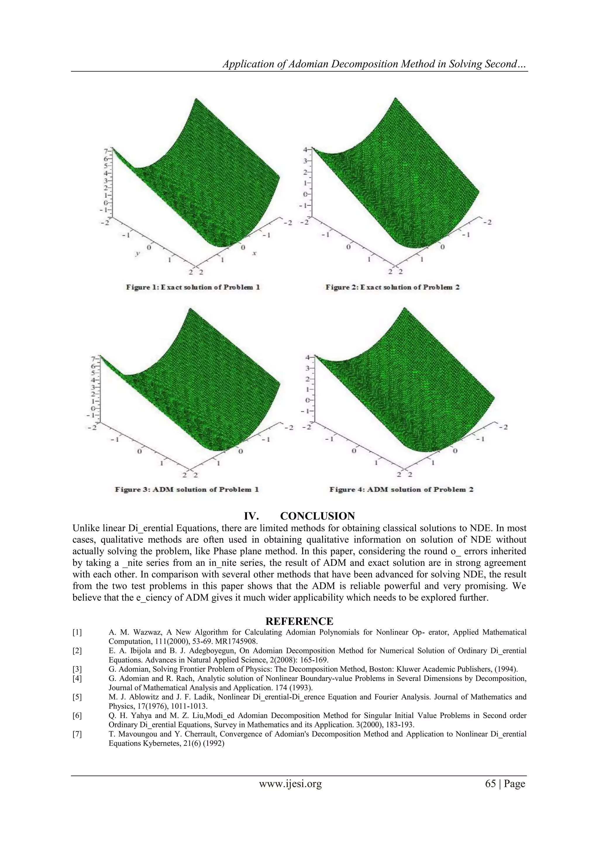 Application Of Adomian Decomposition Method In Solving Second Order Nonlinear Ordinary