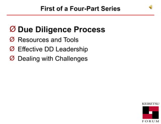 Leading Due Diligence - Session 1 - DD Process | PPT