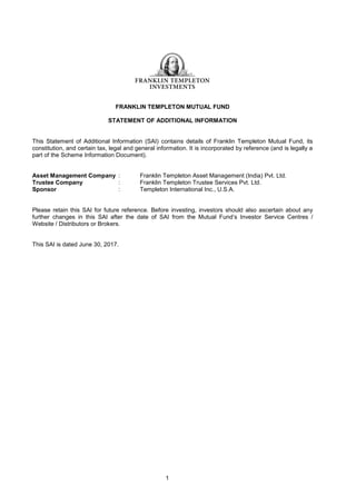 Additional Information of Franklin Templeton Mutual Fund- Wishfin | PDF