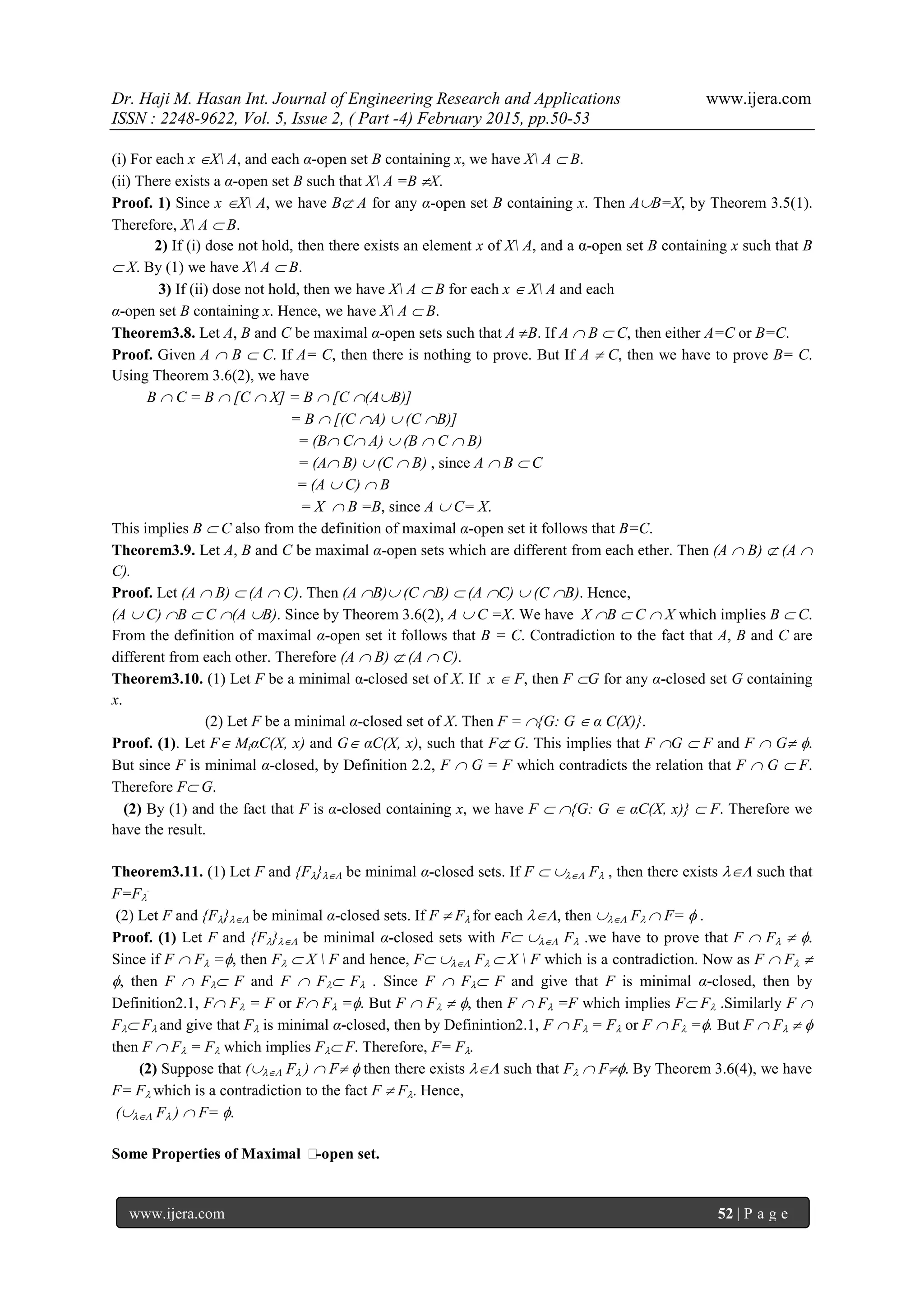 Maximal and Minimal α -Open Sets | PDF | Physics | Science