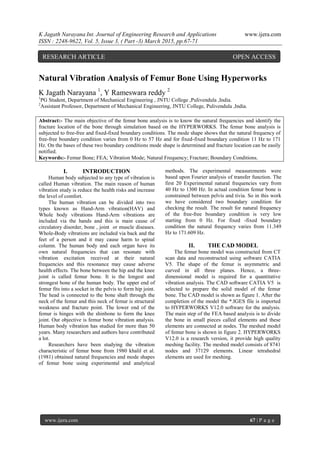 Natural Vibration Analysis of Femur Bone Using Hyperworks | PDF