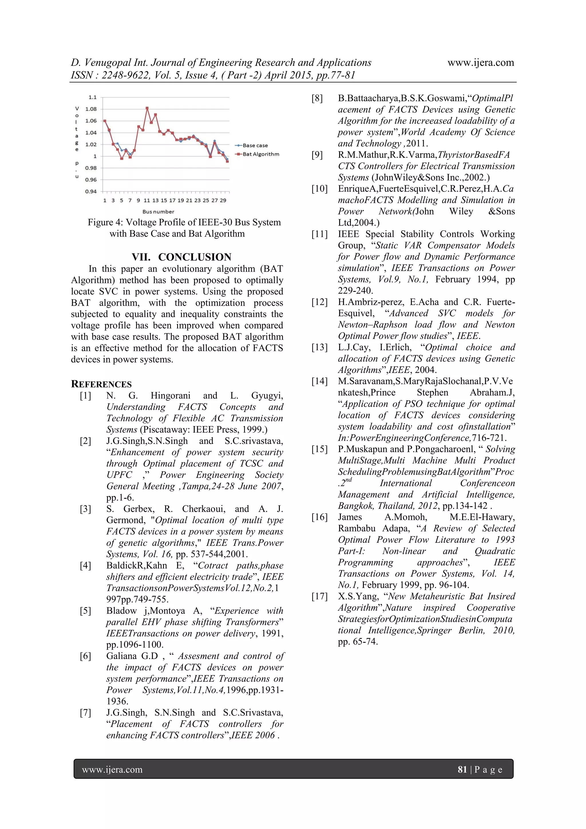 Optimal Location of Static Var Compensator Using Bat Algorithm for the Improvement of Voltage ...