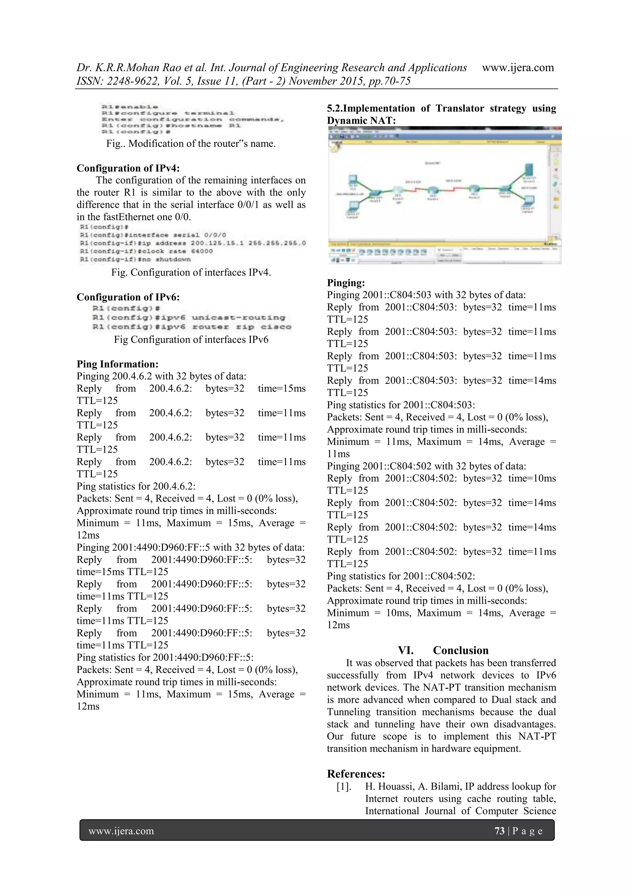 Implementation of “Traslator Strategy” For Migration of Ipv4 to Ipv6 | PDF