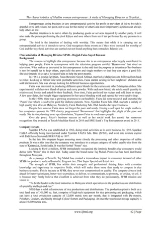 The Characteristics of Muslim Woman Entrepreneur: A Study of Managing ...