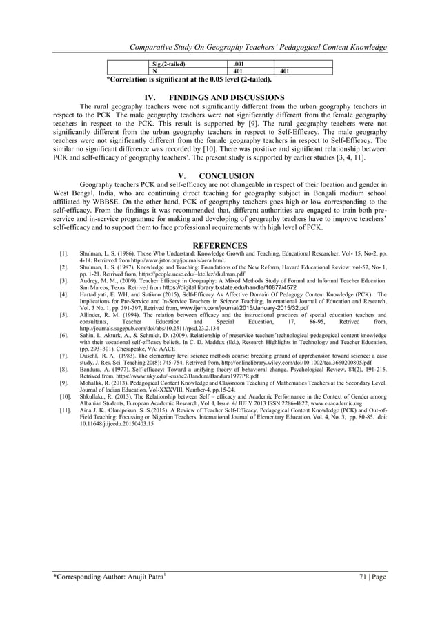 Comparative Study on Geography Teachers’ Pedagogical Content Knowledge ...