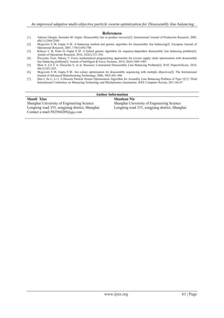 An Improved Adaptive Multi-Objective Particle Swarm Optimization for Disassembly Line Balancing ...