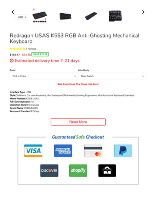 K553 Redragon RGB Anti-Ghosting Mechanical Keyboard | PDF | Computer ...