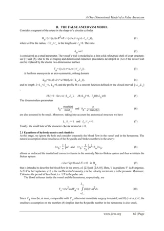 A One-Dimensional Model of a False Aneurysm | PDF