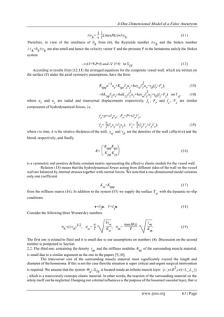 A One-Dimensional Model of a False Aneurysm | PDF