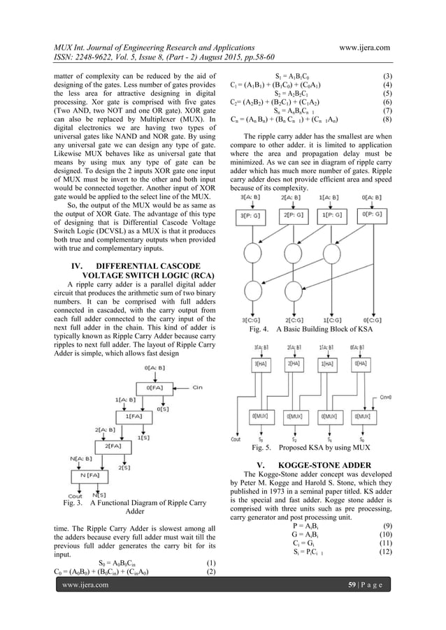 Design the High Speed Kogge-Stone Adder by Using | PDF