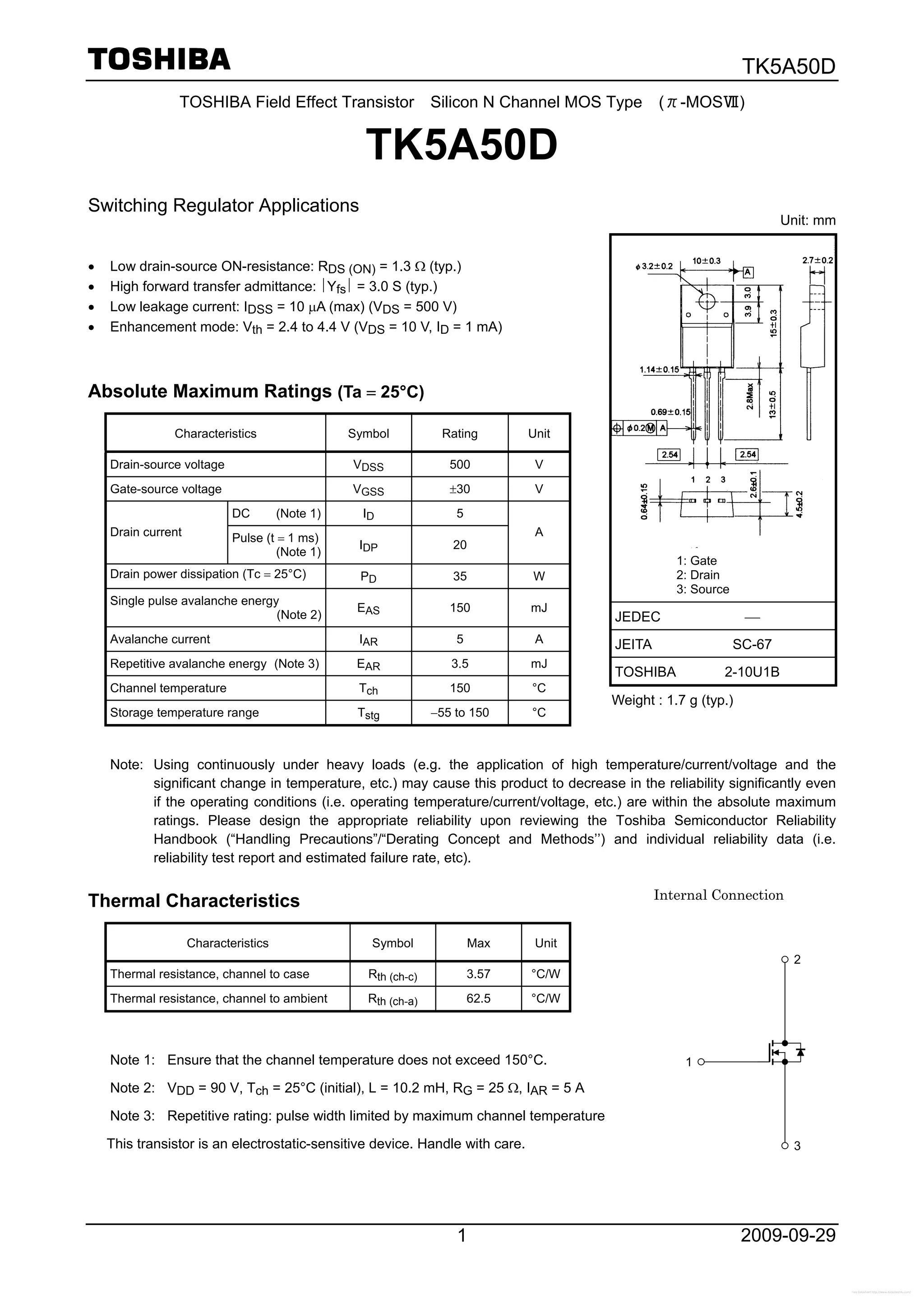 Original N Channel Mosfet T5A50D K5A50D 5A50D TO-220 5A 500V New ...