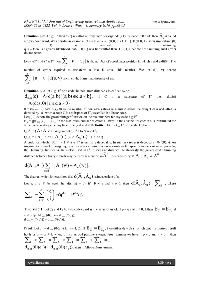 Application of Fuzzy Algebra in Coding Theory | PDF