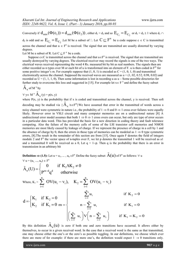 Application of Fuzzy Algebra in Coding Theory | PDF