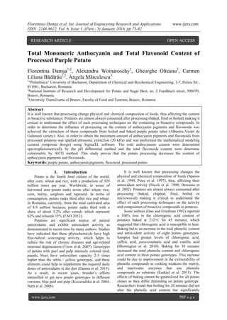 Total Monomeric Anthocyanin and Total Flavonoid Content of Processed Purple Potato | PDF