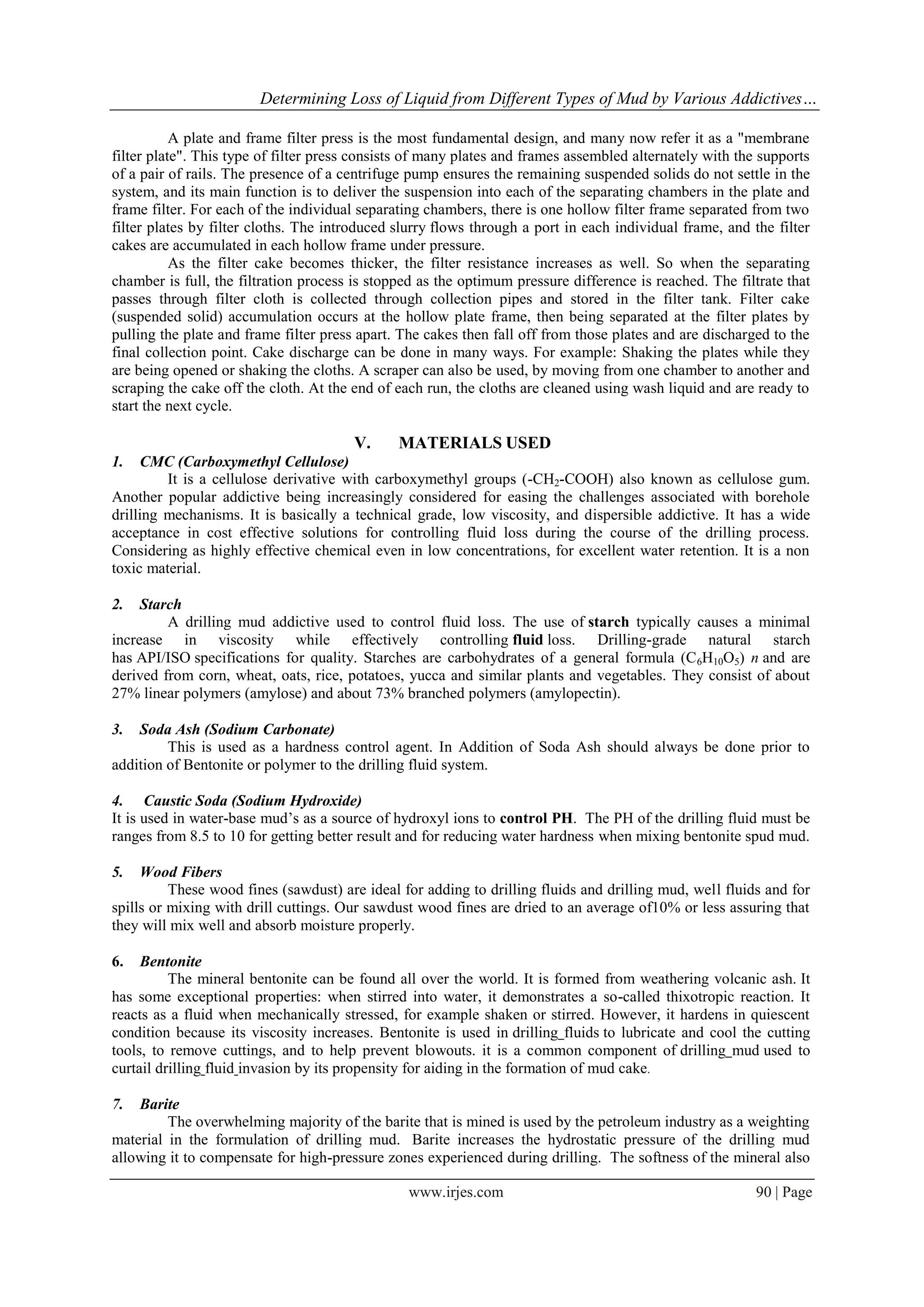 Determining Loss of Liquid from Different Types of Mud by Various ...