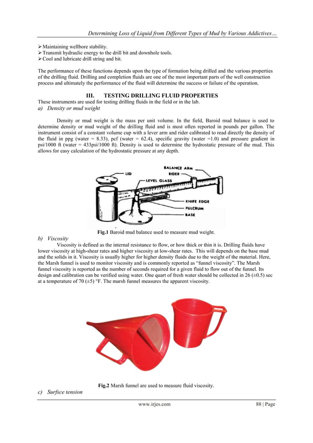 Determining Loss of Liquid from Different Types of Mud by Various ...