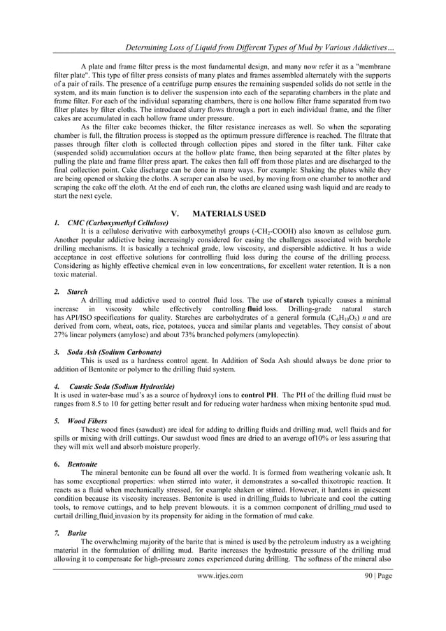 Determining Loss of Liquid from Different Types of Mud by Various ...