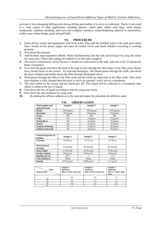 Determining Loss of Liquid from Different Types of Mud by Various ...