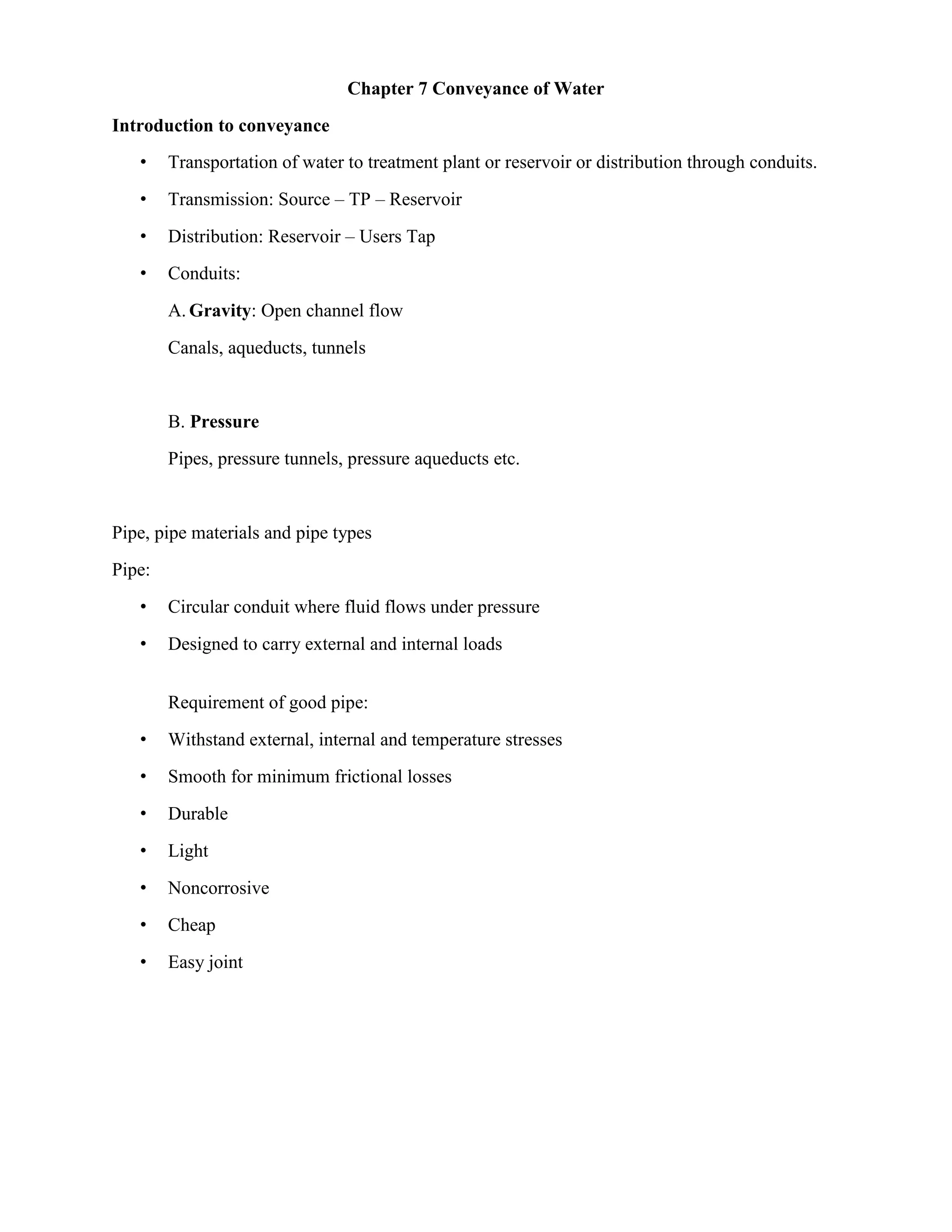 Chapter 7 conveyance of water | PDF