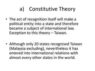 Lecture 8 & 9 criteria of statehood and territorial sovereignty | PPT