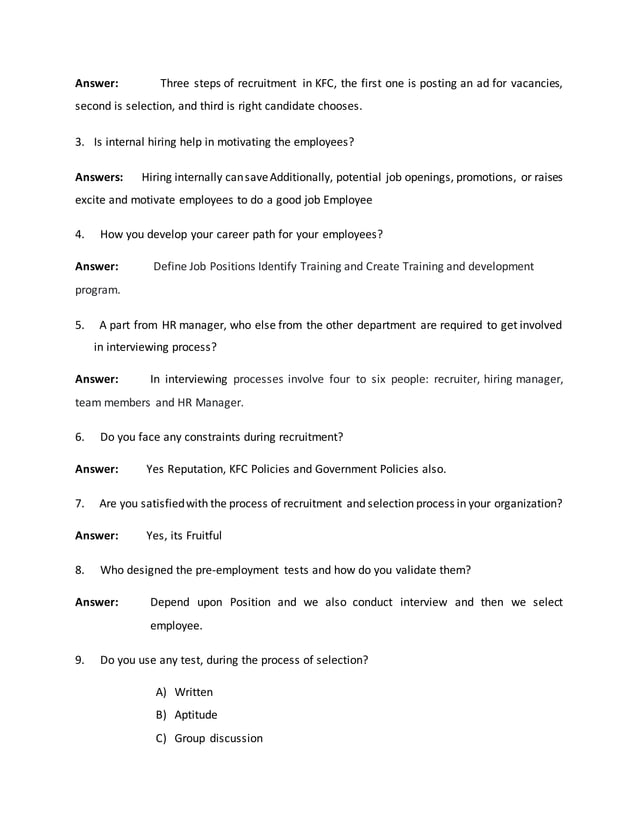 (HRM)_processes of KFC .docx | Business Administration | Business