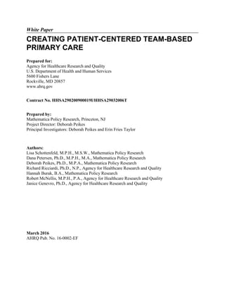 Creating Patient-centered Team-based Primary Care | PDF