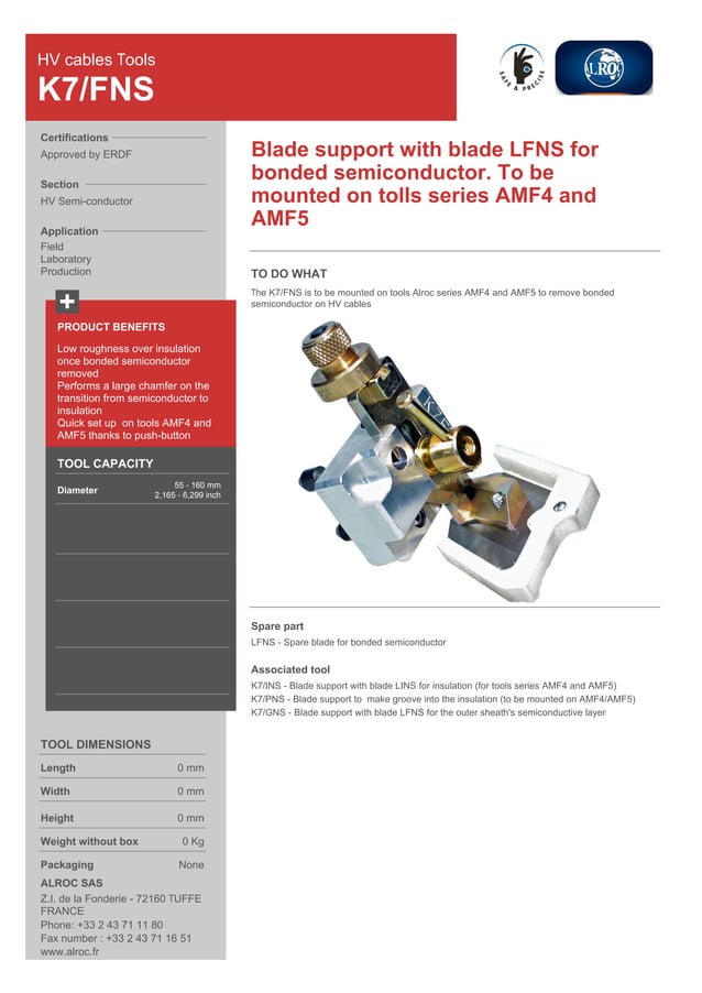 Alroc K7/FNS Blade Support With Blade LFNS For Bonded Semicon Layer | PDF