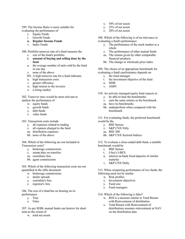 Practice qs afmi_nism_va_500qa_anon.nd_36pp | PDF | Stocks and Bonds | Personal Investing