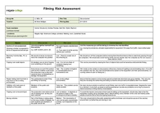 Film Day Risk Assessment | DOCX | Injuries | Diseases and Conditions
